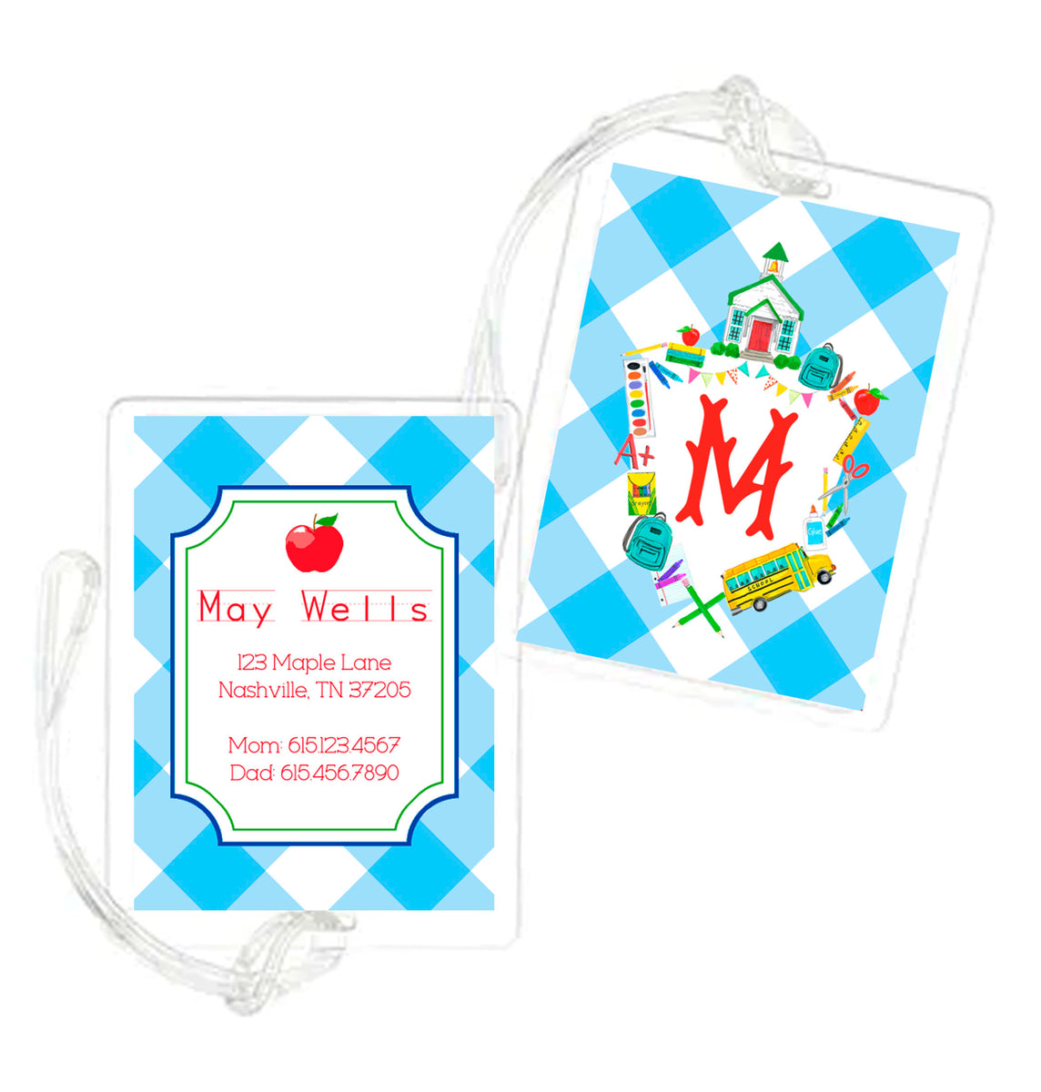 Back to School Crest Personalized Laminated Bag Tag – Taylor Beach Design