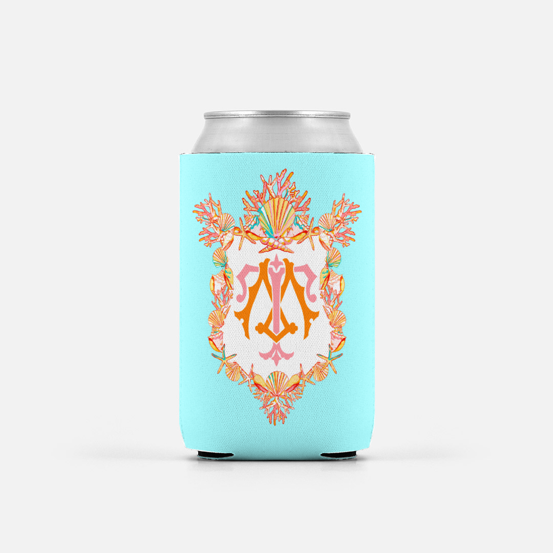 Set of (2) Seashell Crest, Seaglass, Personalized Can Coolers – Taylor ...