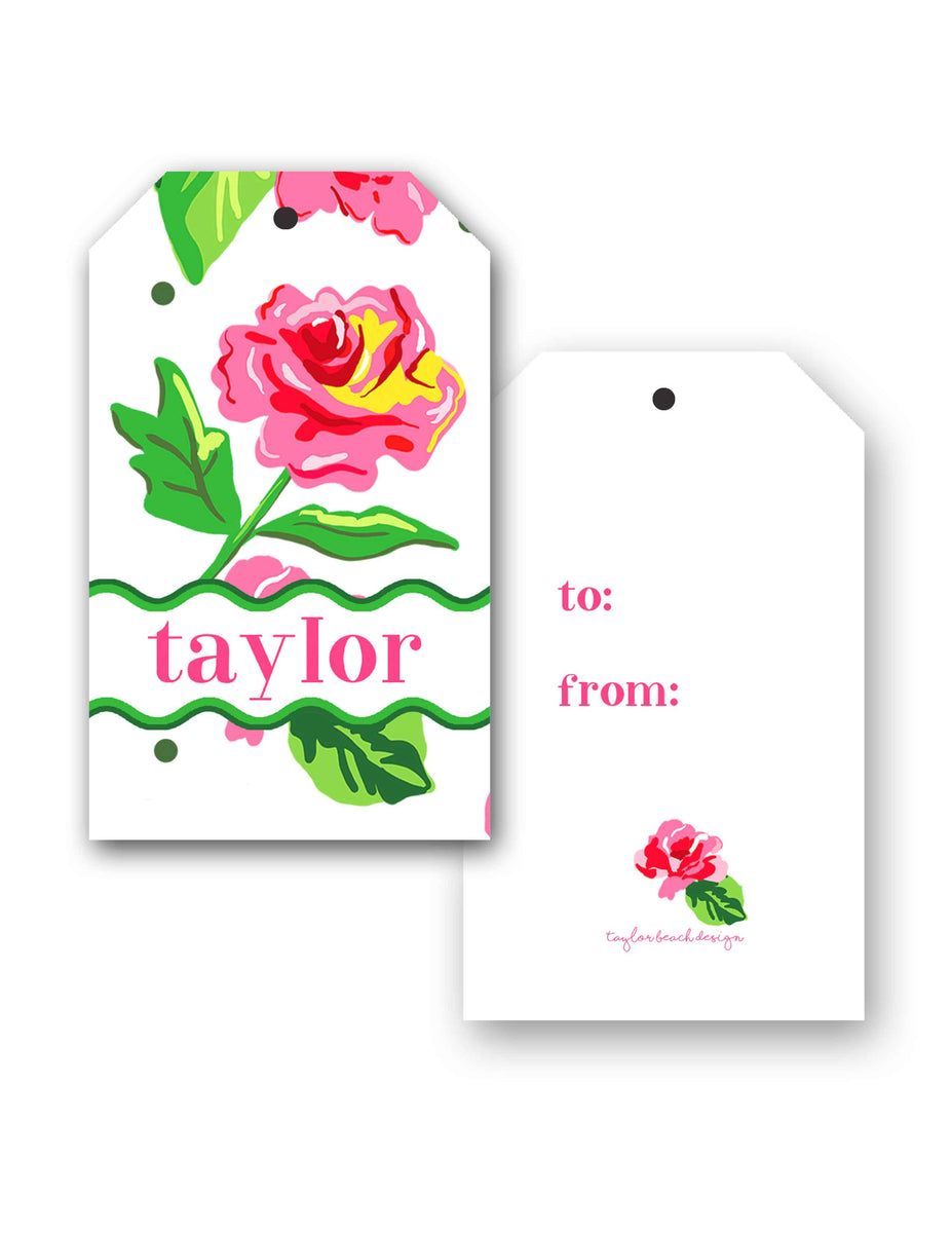 Cabbage Roses Personalized Hang Tags – Taylor Beach Design