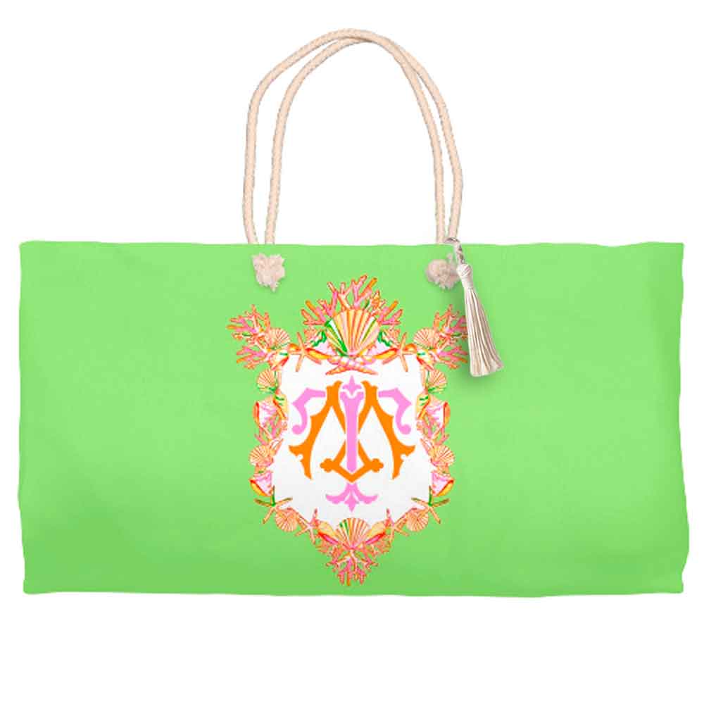 Seashell Bespoke Custom Crest Beach Bag Tote, Seaweed – Taylor Beach Design