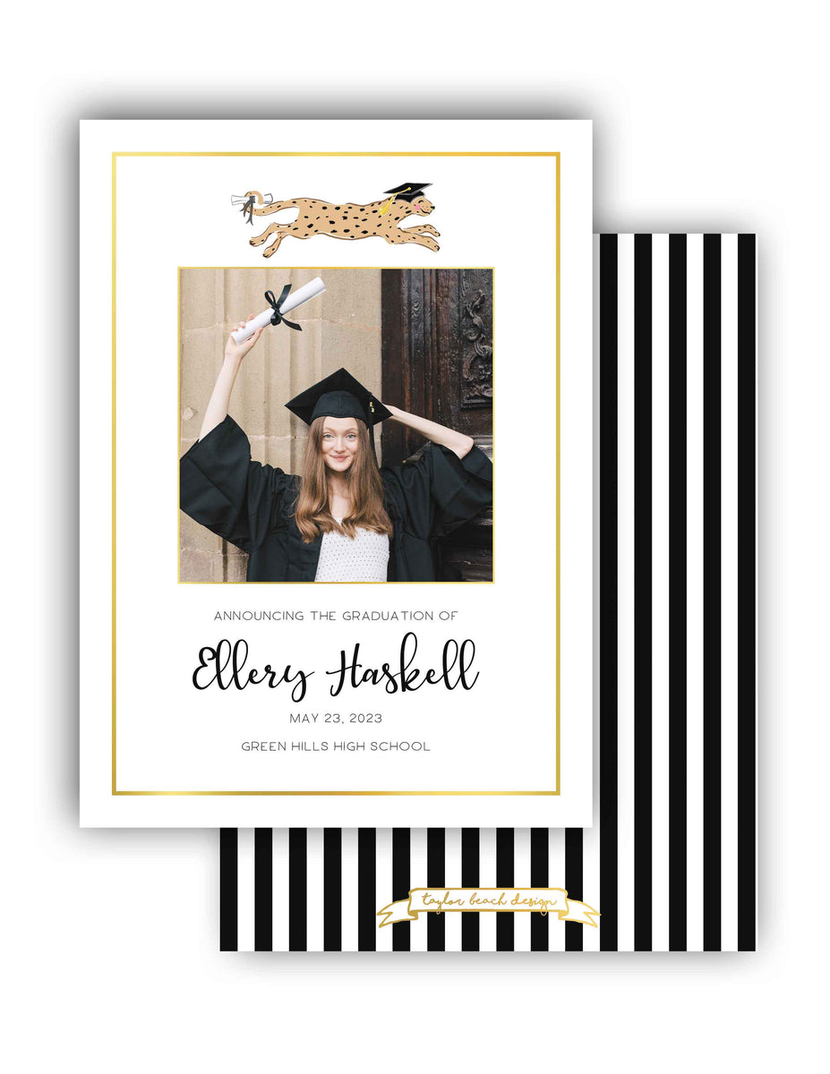 Schooled & Spots Graduation Announcement, Classic – Taylor Beach Design