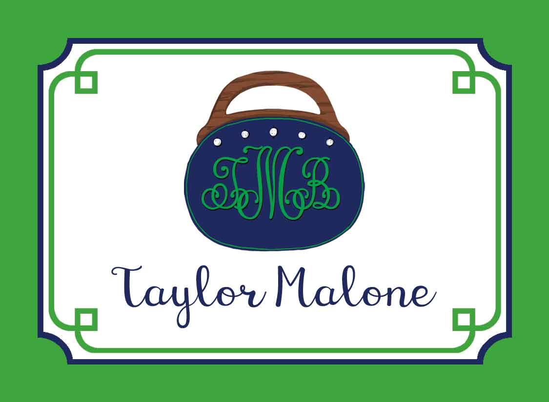Bermuda Bag Personalized Gift Tags, Navy & Green – Taylor Beach Design