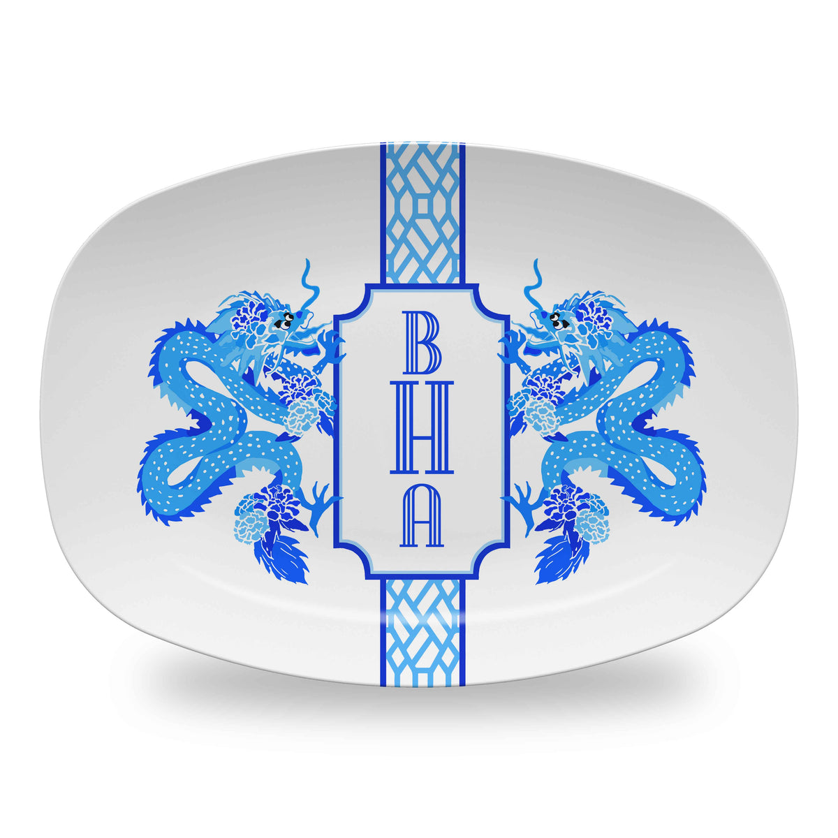 Dragon Crest, Lapis, Melamine Platter – Taylor Beach Design